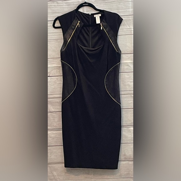 Cache | Dresses | Cache Black Bodycon Midi Dress With Faux Alligator ...